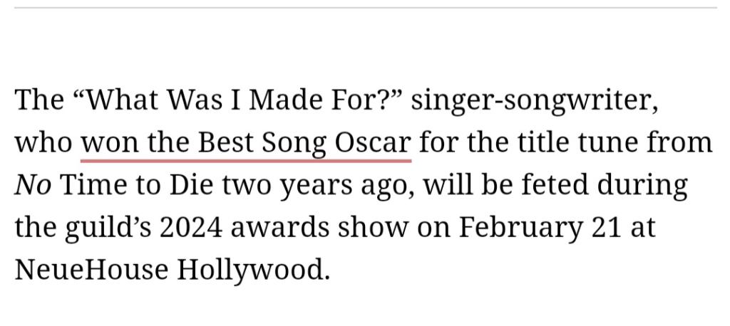 익스트림무비 빌리 아일리시 커스텀 디자인 길드 어워드cdga 뱅가드 스포트라이트 어워드 수상예정