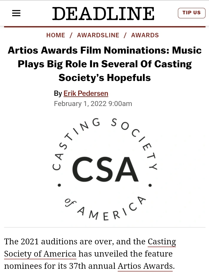 익스트림무비 - CSA(Casting Society of America) 주최 37th Artios Award 후보작발표
