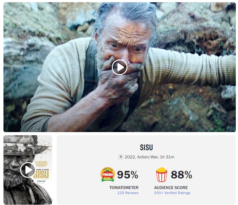 익스트림무비 - 2차대전 존윅 '시수 (SISU)' 현재 로튼 - 129리뷰 95% + 88%