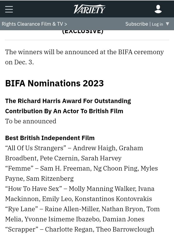 익스트림무비 - BIFA(British Independent Film Award) 영국독립영화상 후보작 발표