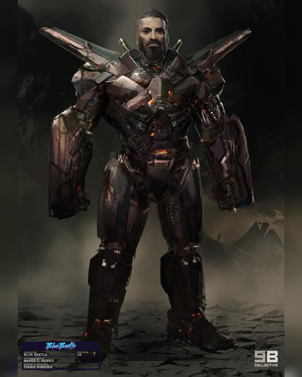 익스트림무비 - '블루비틀' 초기 컨셉아트들, 숄로 마리두에나 수트 장착 과정 영상, 360도 수트 영상 등